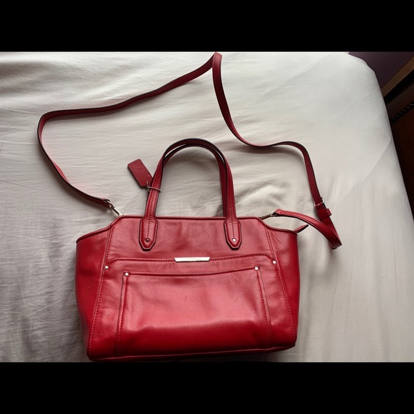Coach | Bags | Red Leather Coach Bag W Removable Crossbody Strap | Poshmark